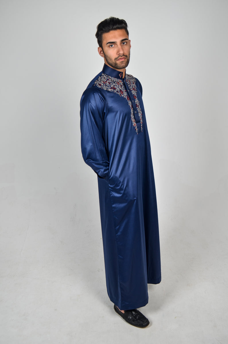 Formal Thobe 18 Navy with Classic Embroidery – Chenille Boutique ...